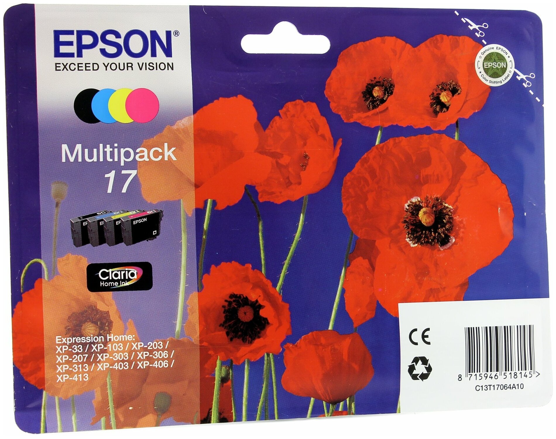 Комплект картриджей Epson C13T17064A10, 130 стр, многоцветный