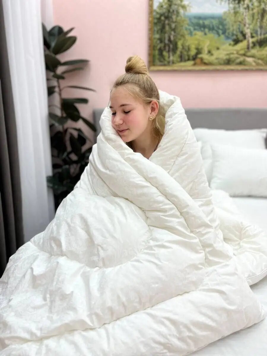 Одеяло milo's, лебяжий пух, евро, 200x215, 2 спальный, зимнее