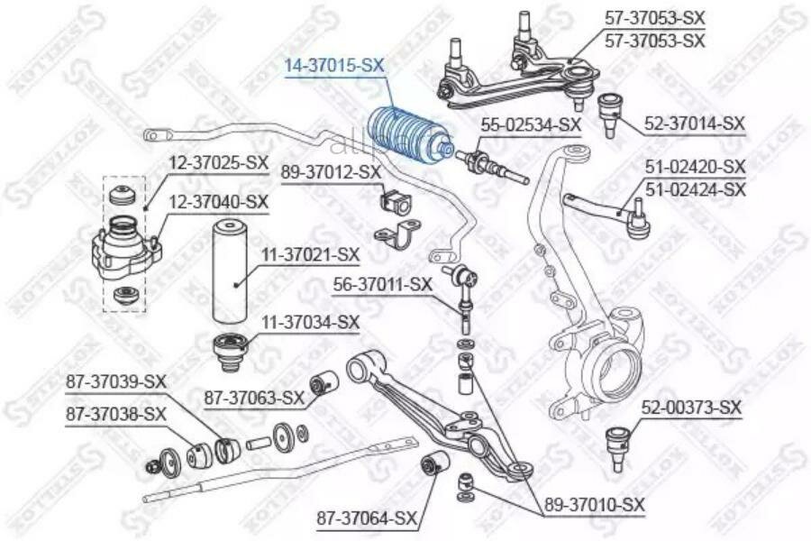 STELLOX 1437015SX пыльник рейки рулевой! с г/у\ Honda Prelude BB 91-01