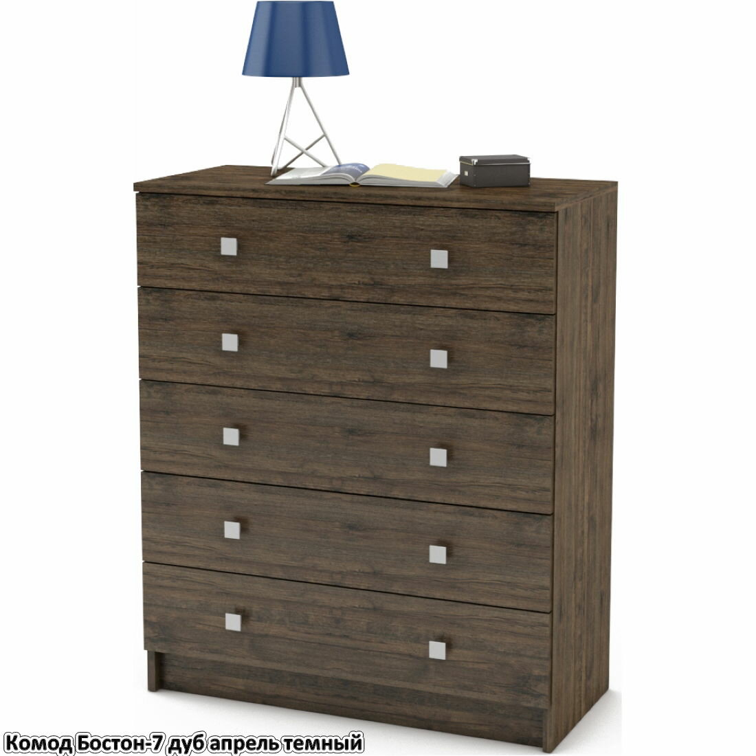 Комод Бостон-7 Дуб-апрель-темный, ЛДСП, МФ Владимир VMF, 80х96,6х38 см.