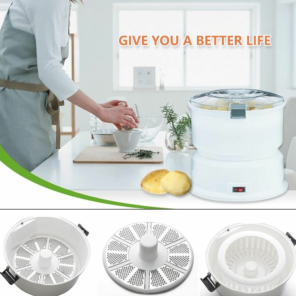 Электрическая картофелечистка с функцией сушки и вращения для салатов 25,5x27 см, удобная и быстрая очистка картофеля