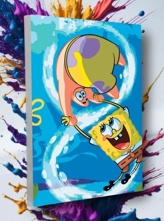 Картина по номерам Губка Боб, Спанчбоб, Сэнди 40х50