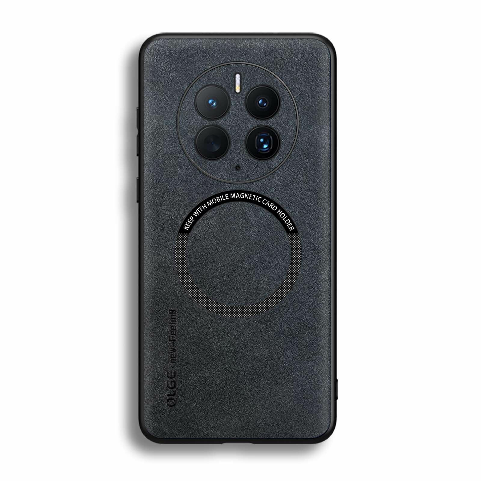 Прочный кожаный чехол MyPads с MagSafe для Huawei Mate 50 Pro (Хуавей Мате 50 Про)