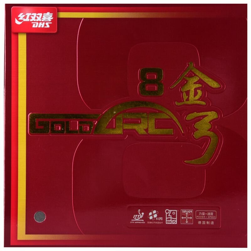 Накладка Для Настольного Тенниса Ракетки DHS GOLDARC 8, Наступательный Тип, Твердость 47.5