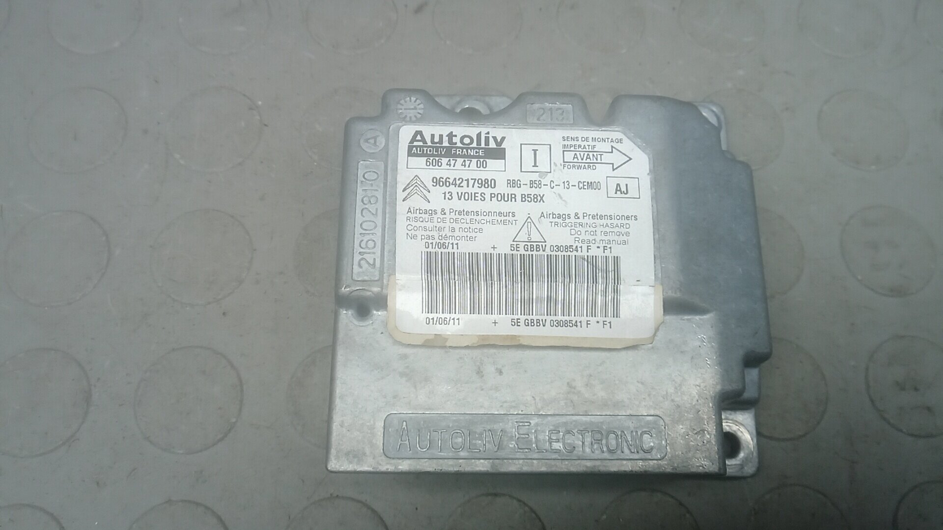 Блок управления airbag CITROEN C4 PICASSO 1, Номер 9664217980