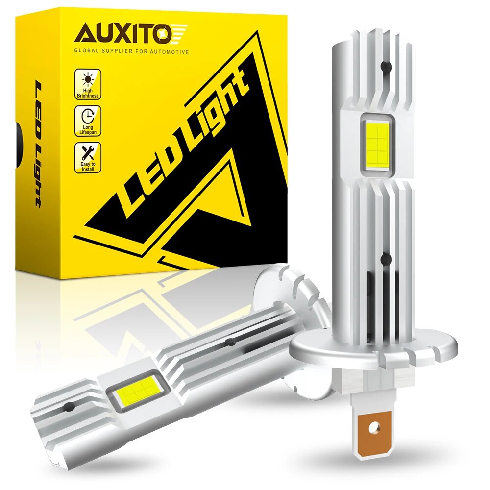 AUXITO Комплект Из 2 Шт. Светодиодных Ламп H1 Для Фар Автомобиля, 12000 Лм, Без Ошибок Canbus, Белые Противотуманные Фары
