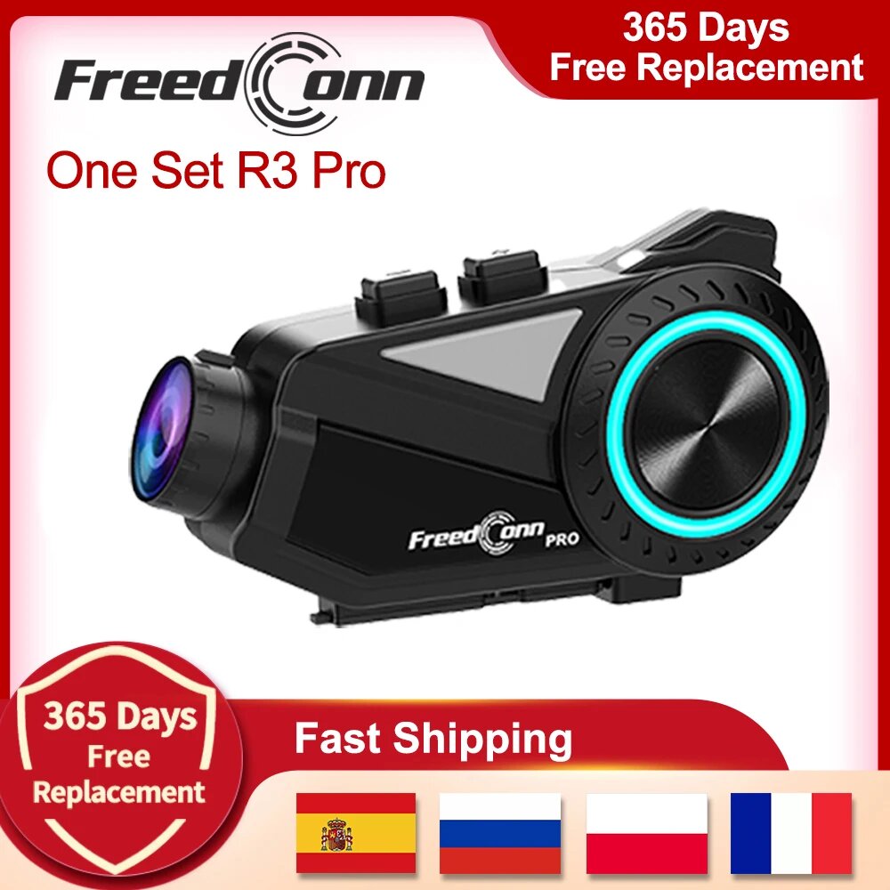 Freedconn R3 Pro мотоциклетный шлем, гарнитура, групповой домофон, Wi-Fi приложение 1440P, видеорегистратор для мотоцикла, мотор, автоматический видеорегистратор One Set