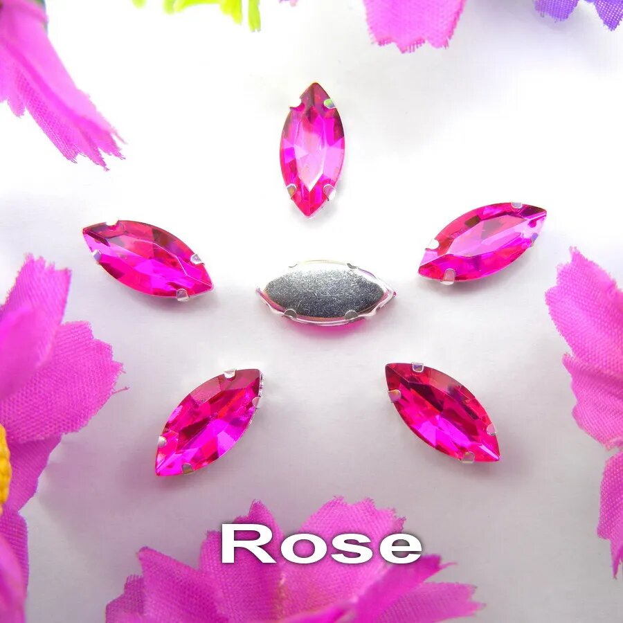 Кристаллы Navette розовые 7x15mm, 20шт, A20 Rose