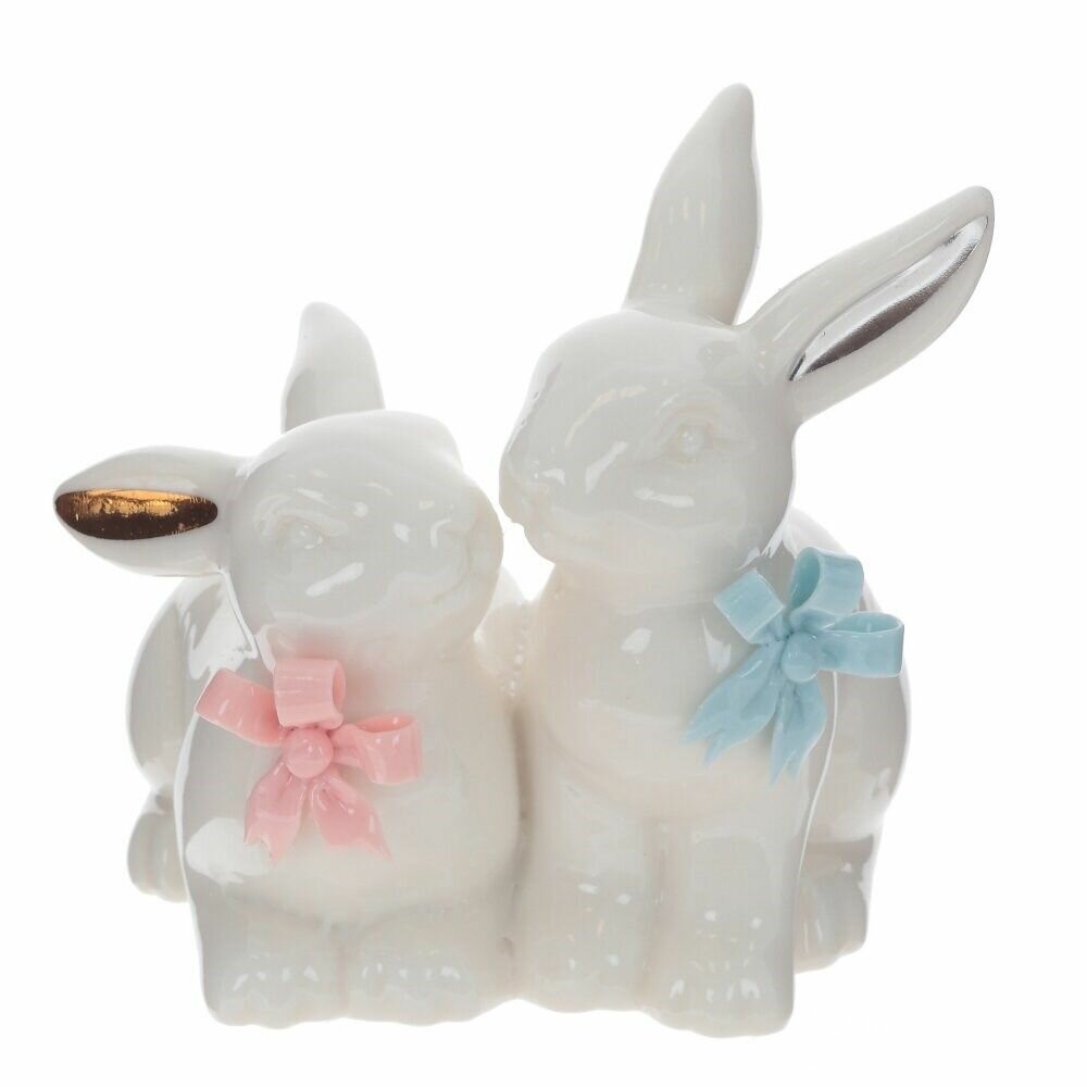 Фигурка фарфоровая "Зайцы", 11х8х10 см