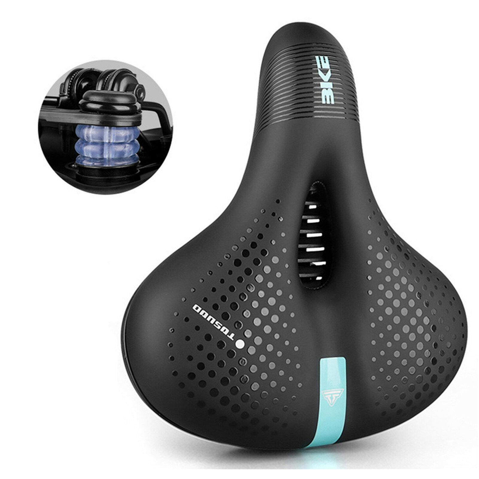 Велосипедное седло, Ультра мягкое амортизирующее седло для велосипеда - синее