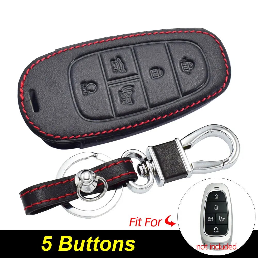 Кожаный чехол ATOBABI для автомобильного ключа, брелок для Hyundai Tucson Nexo Santa Fe 5 Buttons