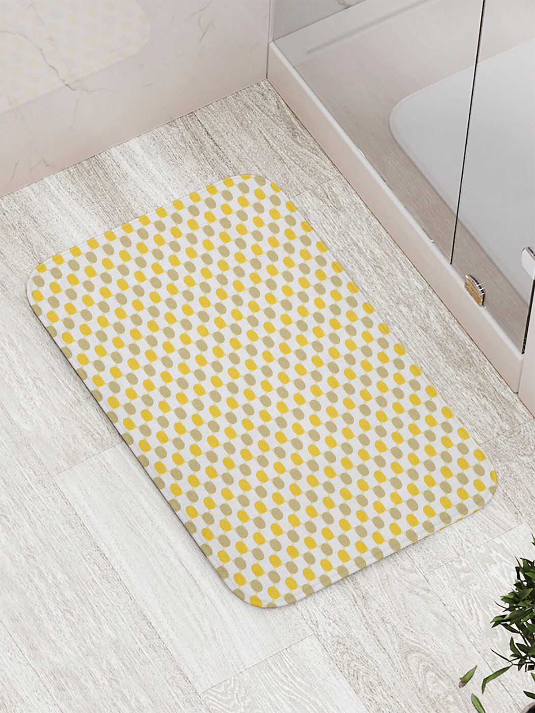 Коврик для ванной комнаты, туалета "Сетка из горошка" противоскользящий, 52х77 см, JoyArty