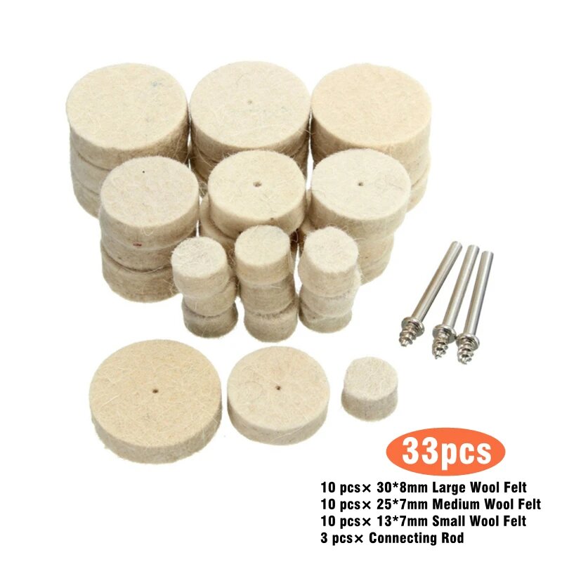 Шлифовальные круги войлочные 64/33 шт, 3,15 мм 33pcs