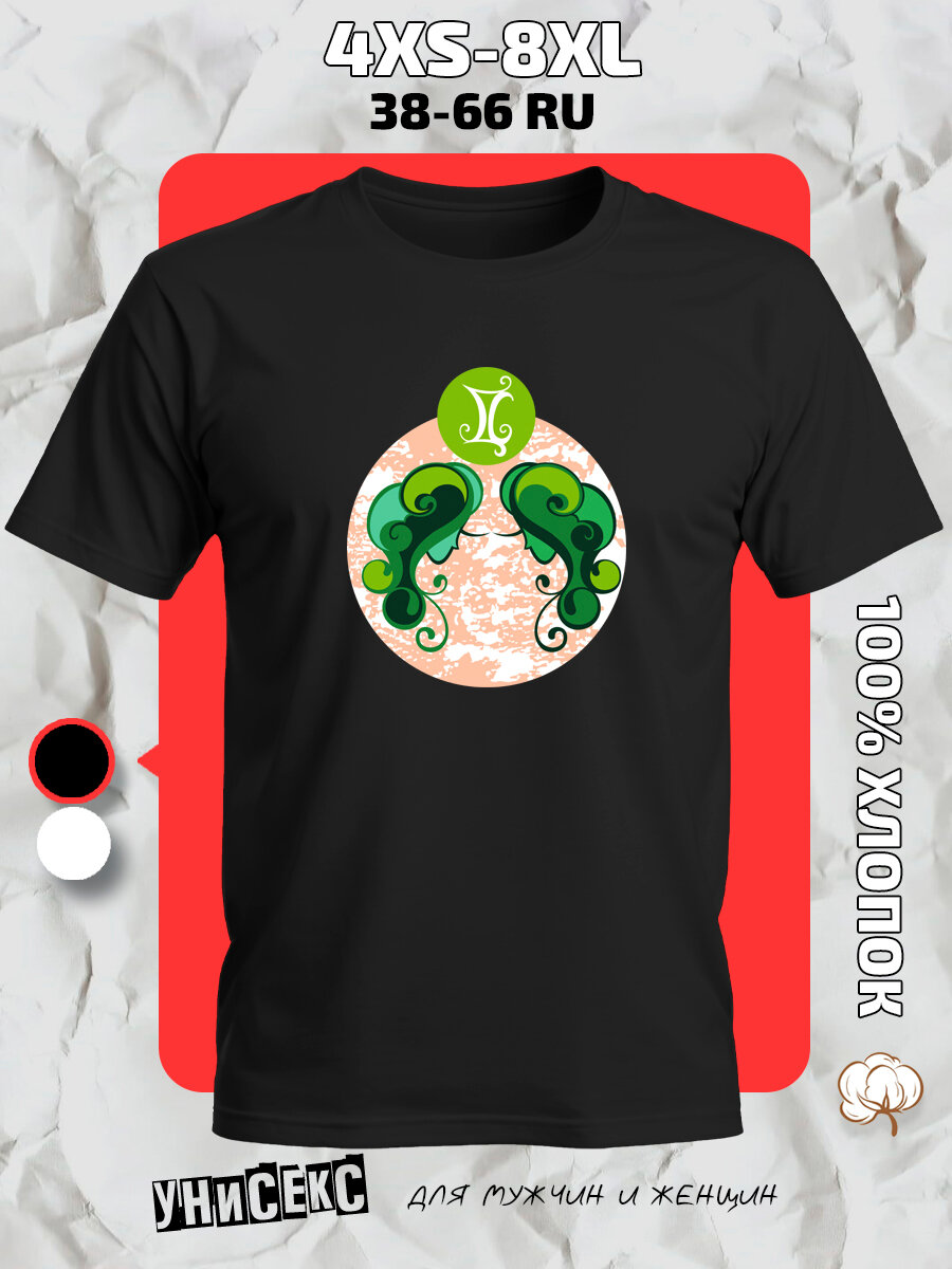Футболка с принтом близнецы знак зодиака