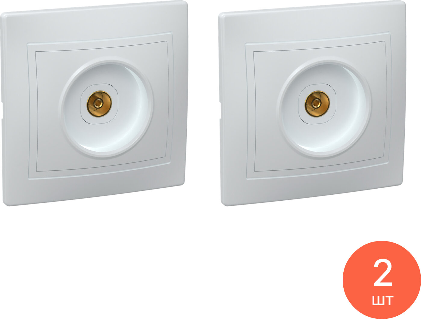 Розетка телевизионная IEK / ИЭК Кварта РТВ10-КБ TV оконечная в сборе, 5-862МГц, EAK10-K01-DM, цвет белый /электроустановочное оборудование (комплект из 2 шт)