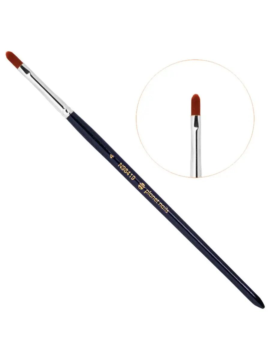 Кисть для дизайна Planet Nails гелевая овальная № 6 (98419 .6), черная
