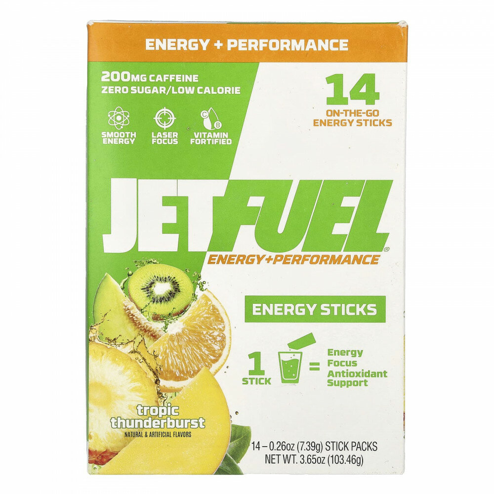 GAT, JetFuel®, Energy + Performance, Energy Sticks, Tropic Thunderburst, 14 пакетиков по 7,39 г (0,26 унции)