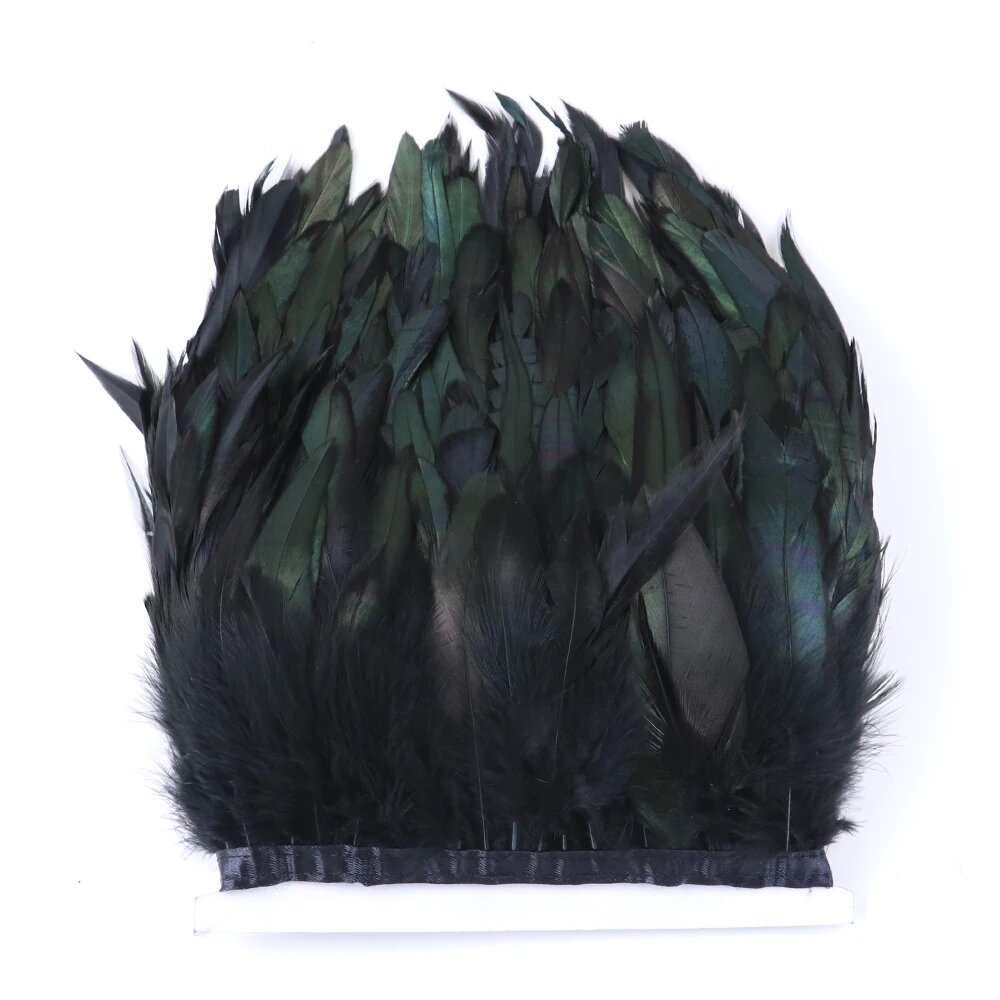Натуральные перья петуха для рукоделия WCPlume Темно-зеленый, черный