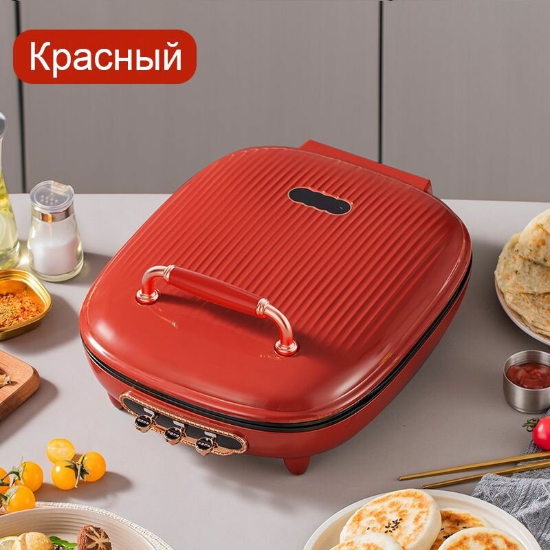 Блинница электрическая, бытовая, двухсторонний нагрев, сковорода для блинов, увеличенная форма для выпечки, с антипригарным покрытием