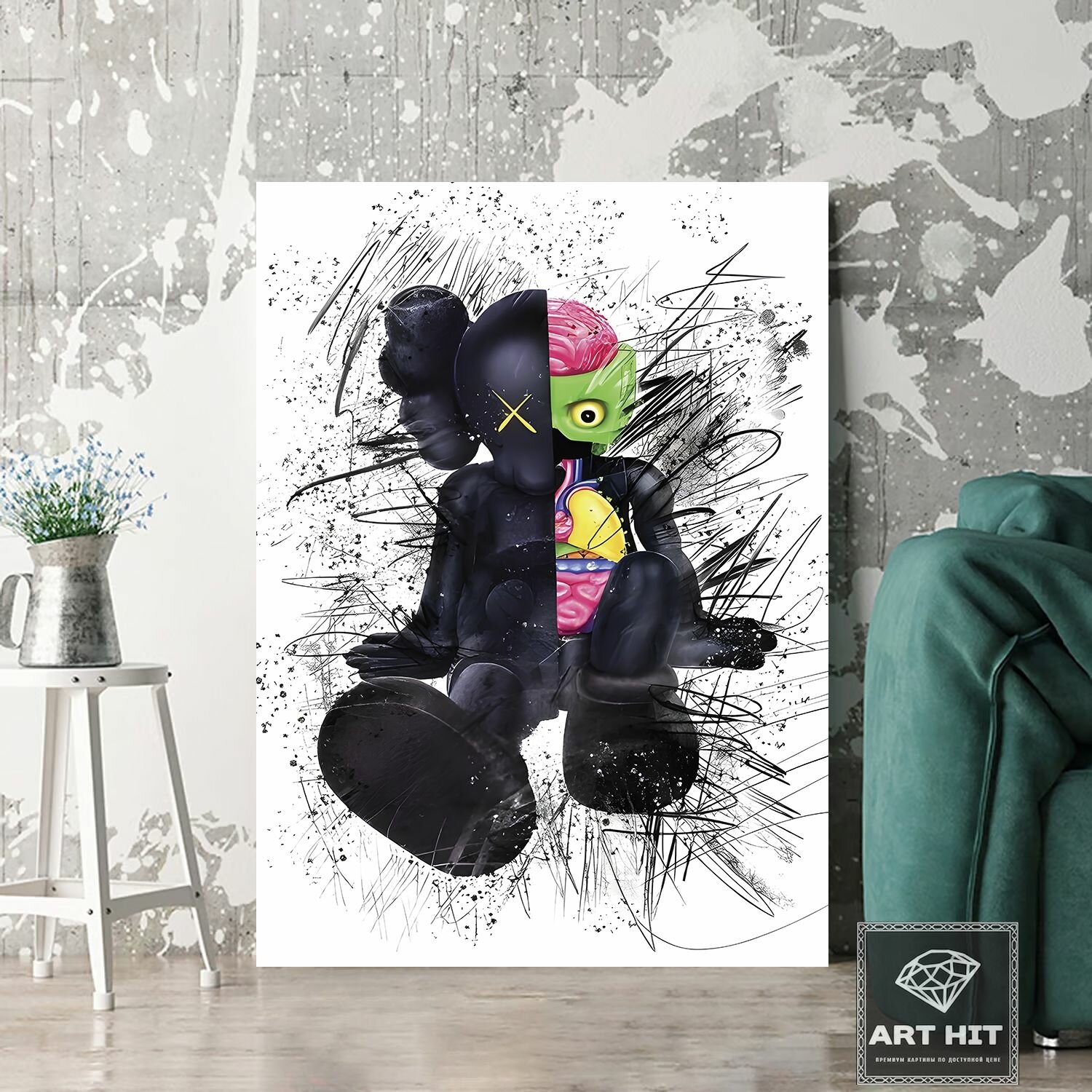 Kaws картина, картина кавс на стену, 60х80