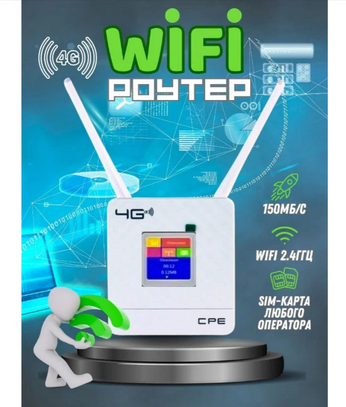 Wi-Fi роутер + 4G модем с дисплеем Универсальный CPF903-OY (белый)