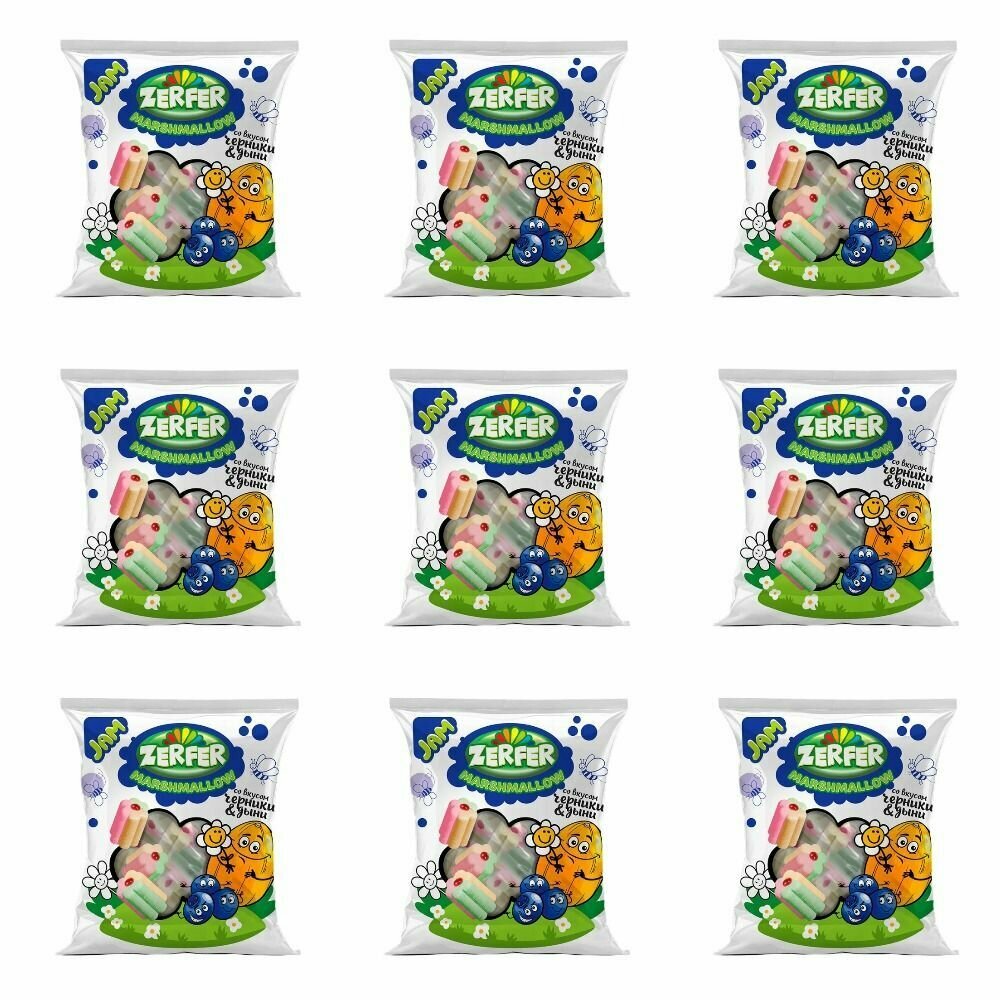 Zerfer Маршмеллоу, Jam черника и дыня, 90 г, 9 уп.