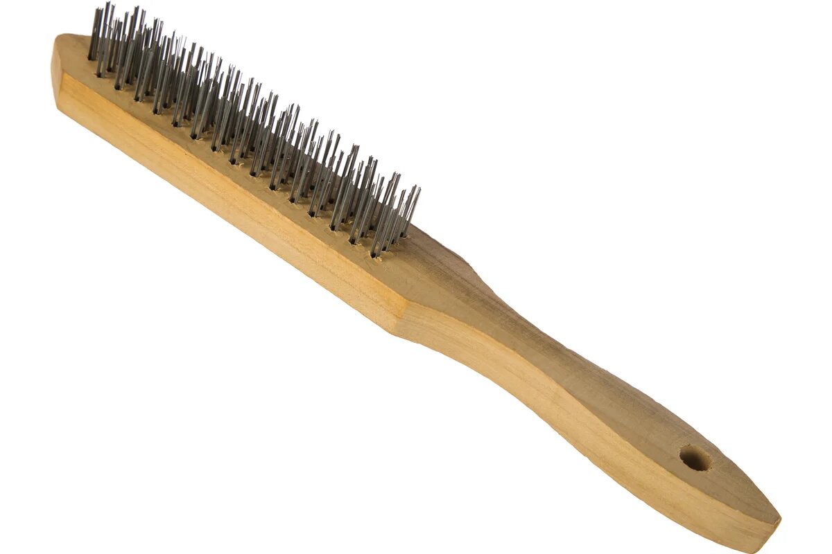 Проволочная щетка Top Tools 14A604 4 ряда проволоки деревянная рукоятка для чистки металла