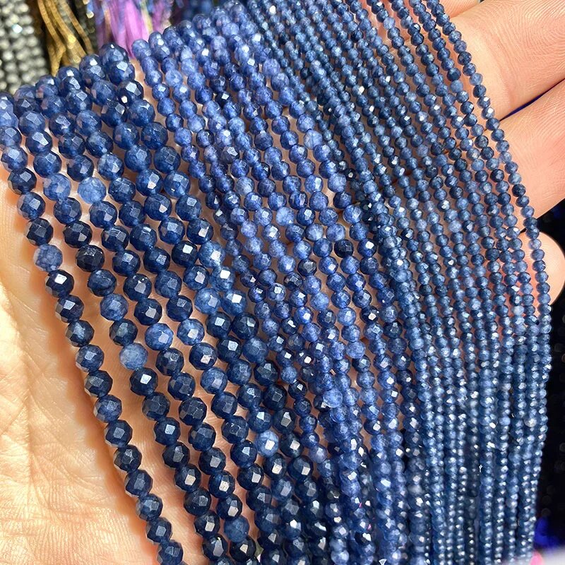 Бусины из синего халцедона LUOMAN XIARI 2-4 мм 2mm about 170pcs