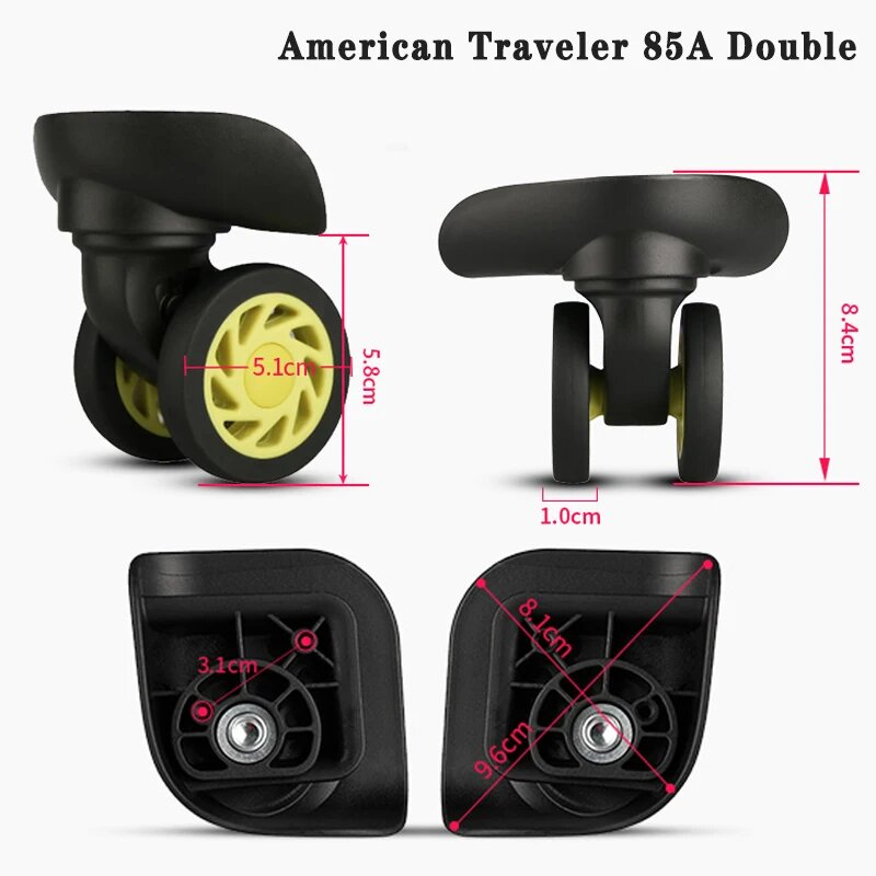 Аксессуары для чемоданов American Traveler 85A, сменные универсальные колесные чемоданы JX9054, износостойкие ролики 85A Double (4PCS)
