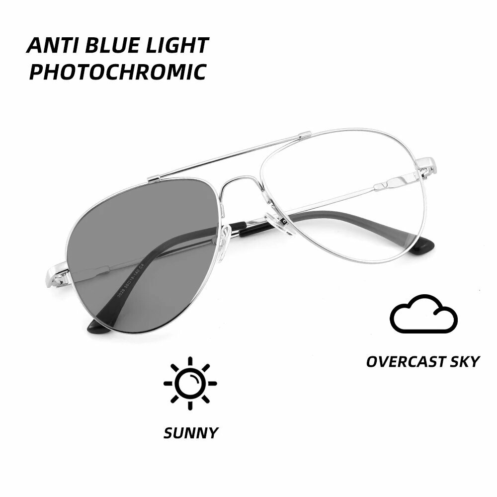 Фотохромные очки в титановой оправе Photochromic Silver