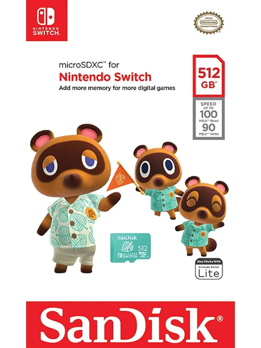 Карта памяти MicroSD 512GB Class 10 Nintendo Switch Cobranded V30 A1 UHS-I U3 (100/90 Mb/s)