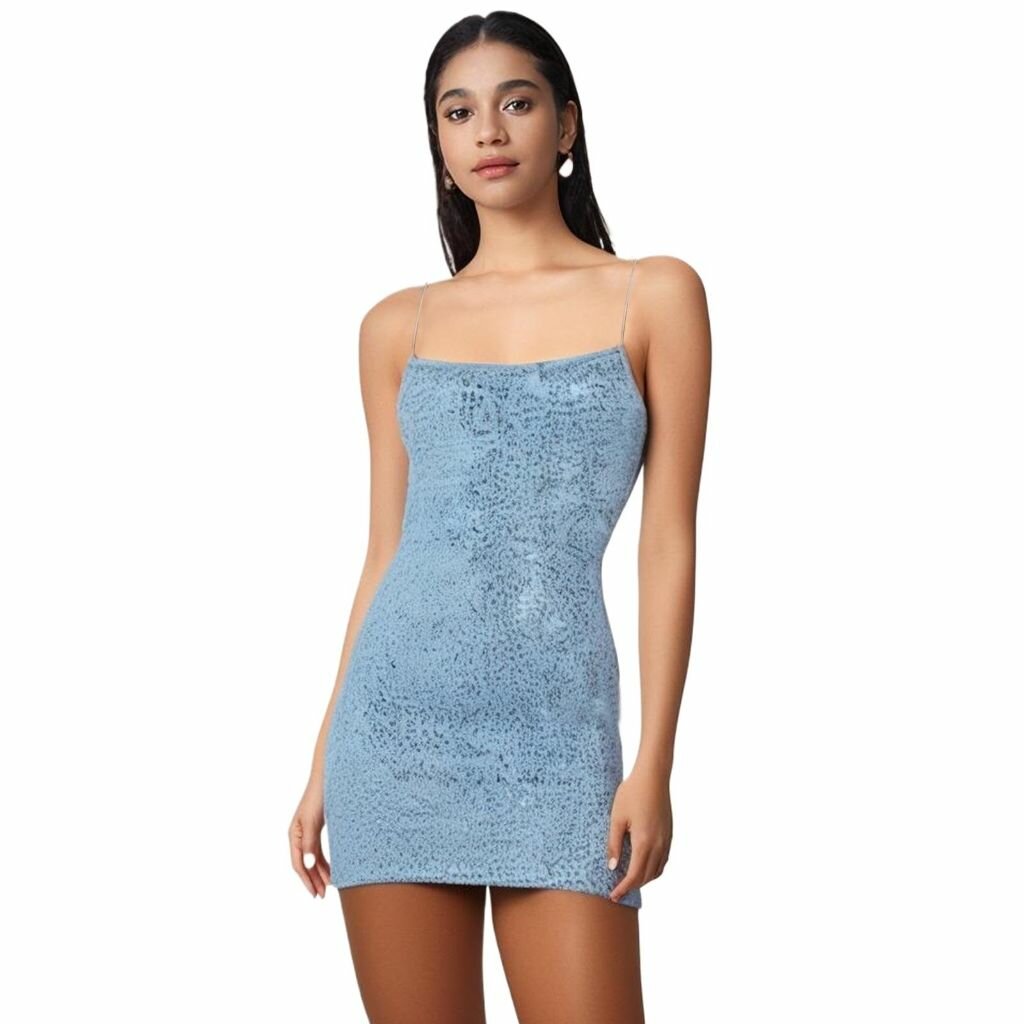 Женское облегающее мини-платье на бретельках с блестками для вечеринки в ночном клубе