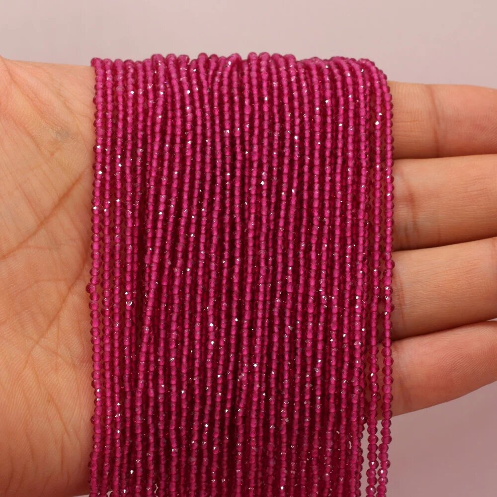 Натуральные бусины шпинель желтые 2 мм 38 см Розовый, Rose Red