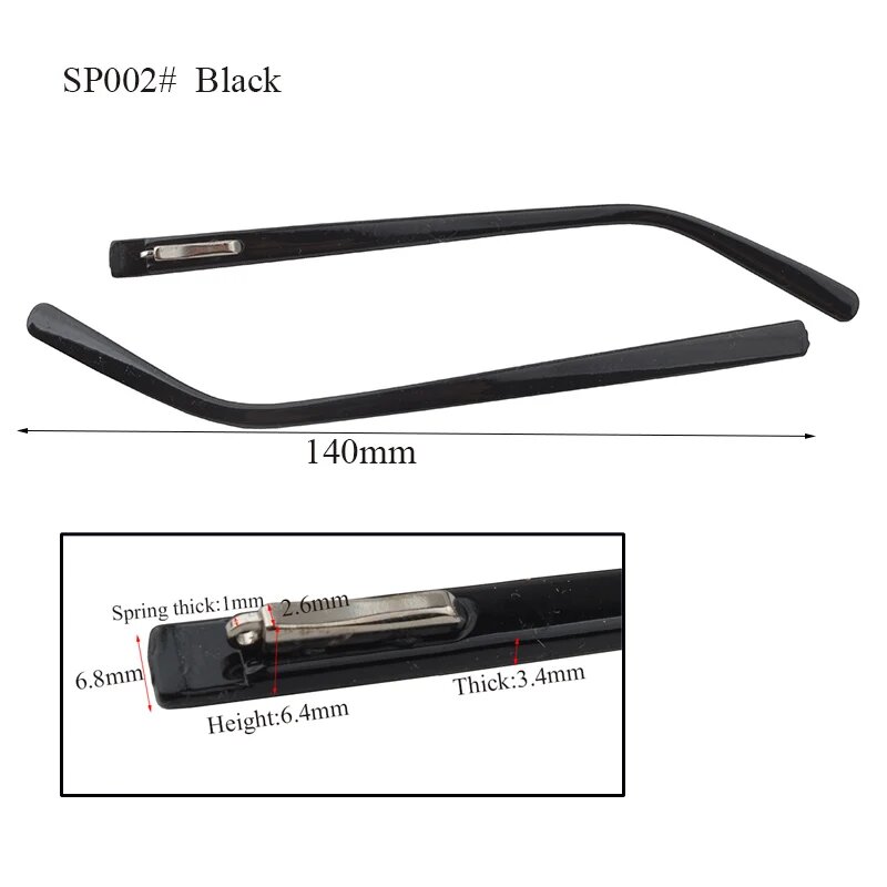Дужки для очков SPC002 Black, 140 мм