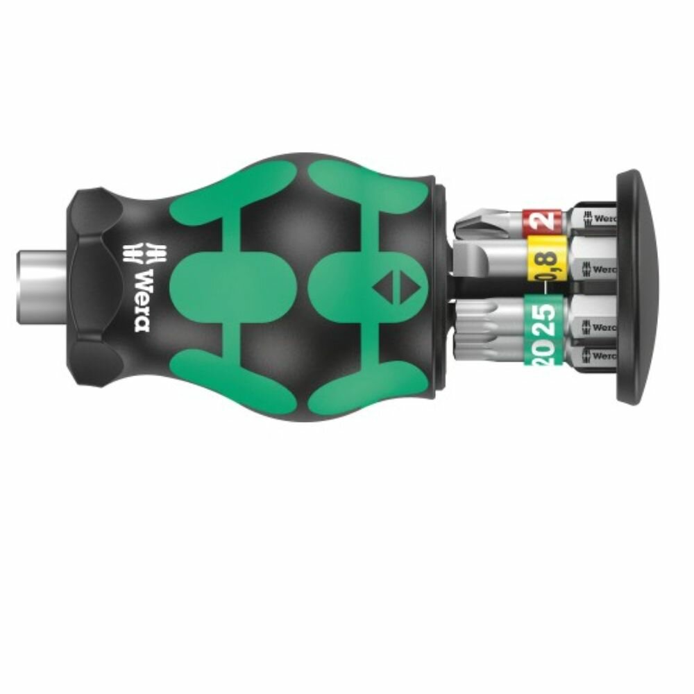 Короткая отвёртка с битами WERA Kraftform Kompakt Stubby Magazin 1, 6 Бит, (008873)