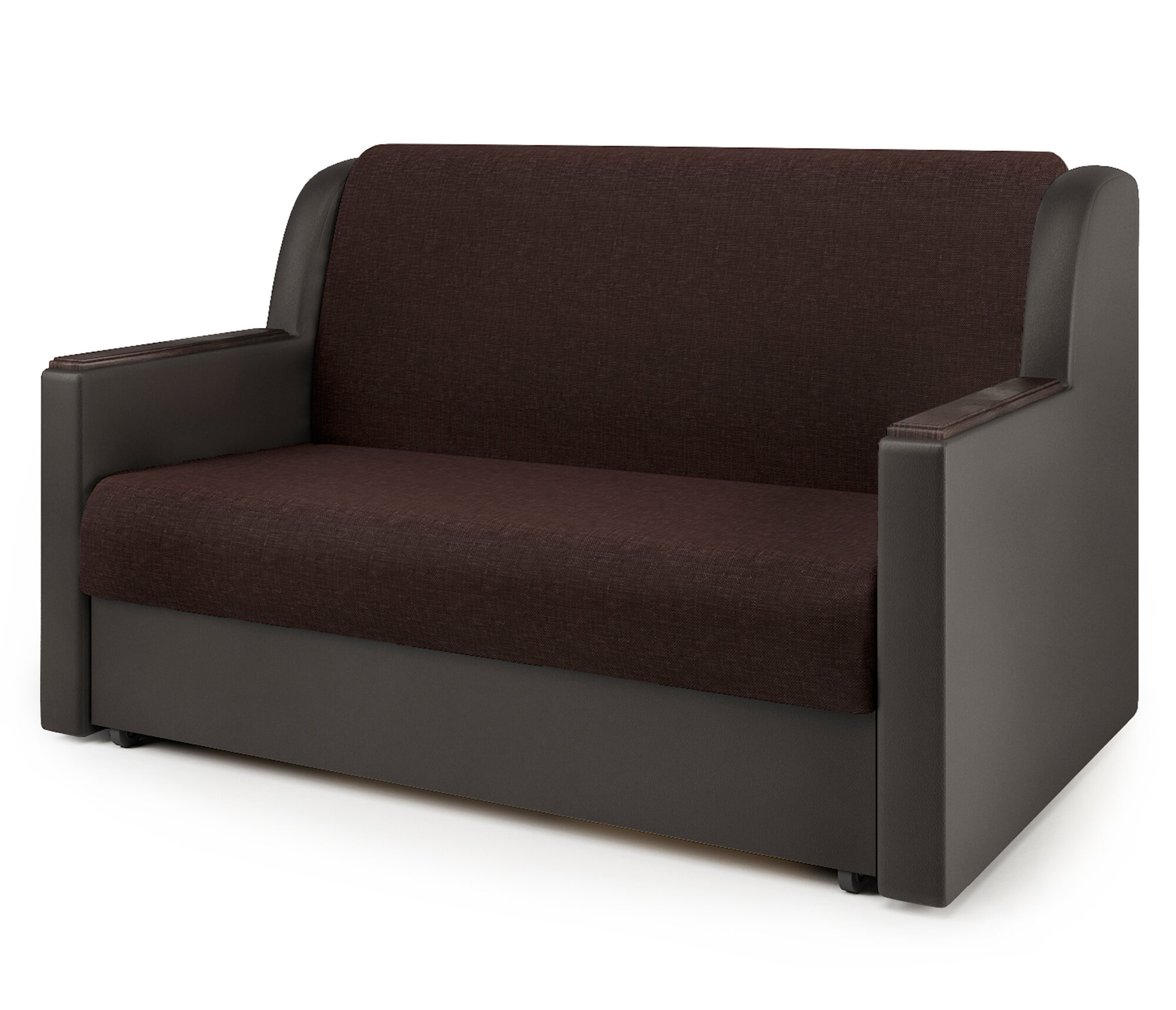 Диван-кровать Шарм-Дизайн Аккорд Д 120х194 см, диван раскладной, аккордеон, прямой, рогожка шоколад и экокожа шоколад