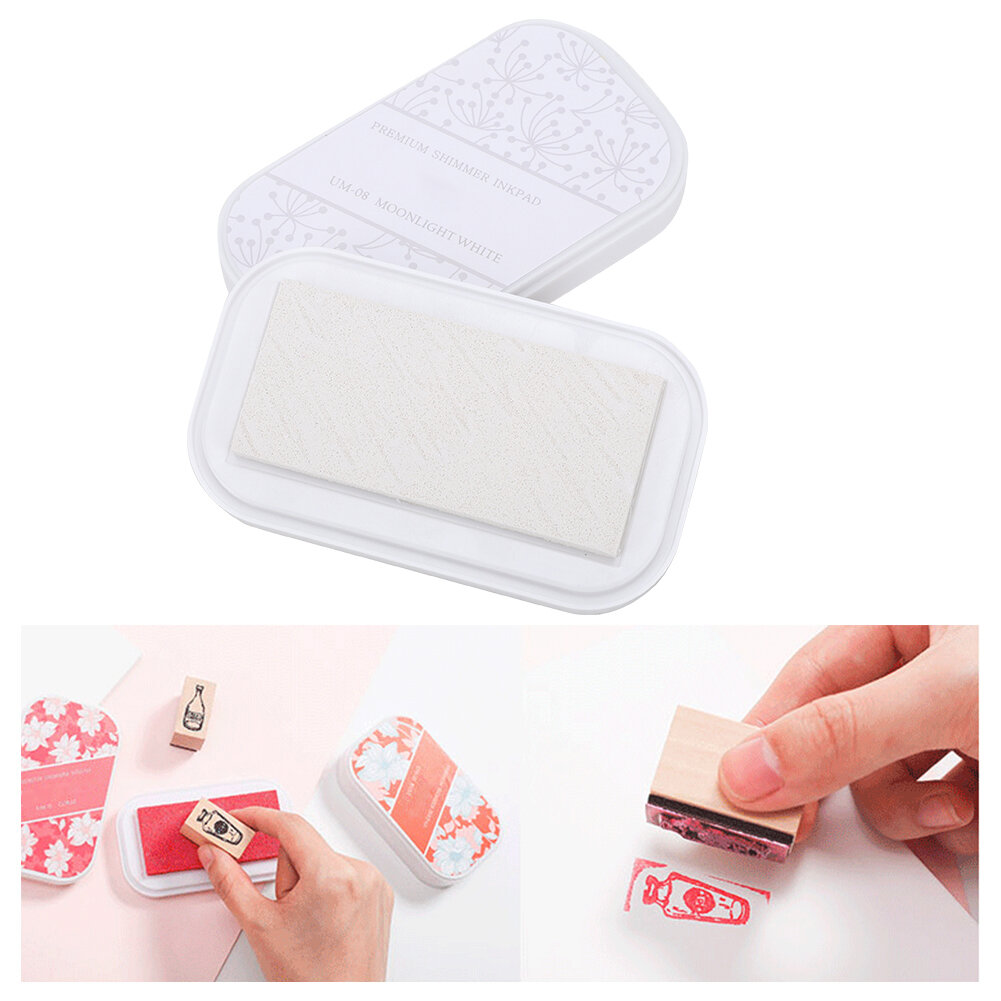 Чернильная подушечка металлического цвета, большая подушечка для чернил для рукоделия, резиновый штамп, расписание, книга, чернильная подушечка (луно-белая)