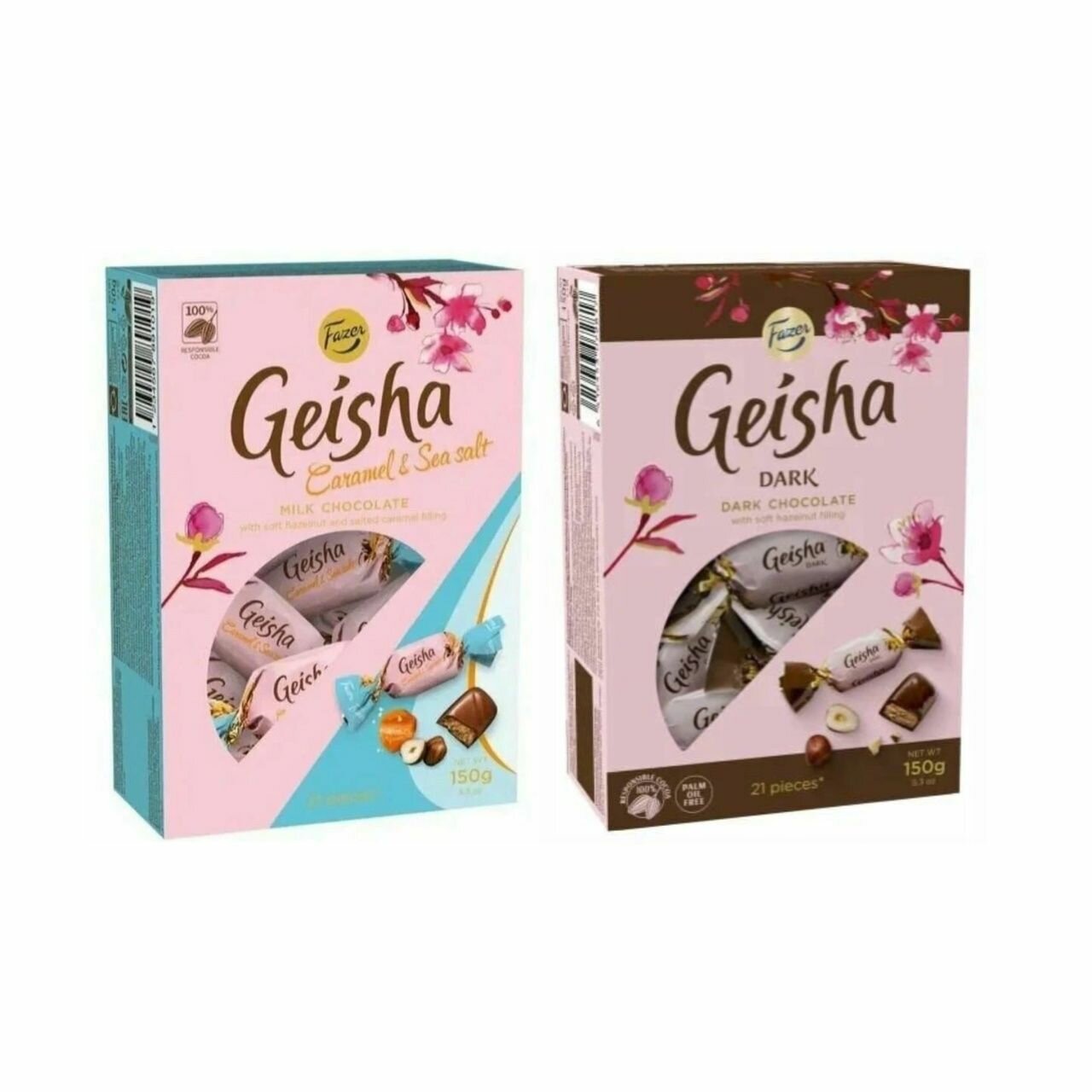 Набор конфет Fazer Geisha морская соль 150г + Geisha dark 150г