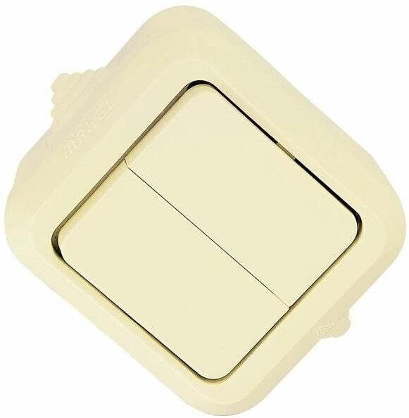 Выключатель 2-клавишный Makel открытый монтаж, IP44, полугерметичный кремовый 18201