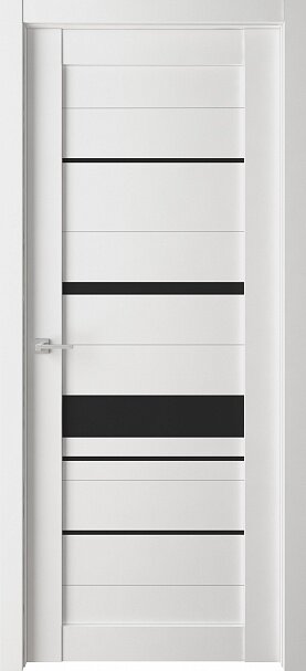 Межкомнатная Дверь Verda Велюкс 4 Айс Светлый со Стеклом Лакобель Чёрный 2000х700мм (Полотно 1шт) / Верда.