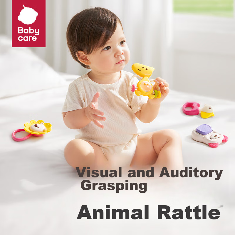 Babycare Animal Zoo Rattle Teether Baby Toys, 0-6 Months, Grasping And Hearing Training, Newborn Welcome Gift, 8-Piece Set