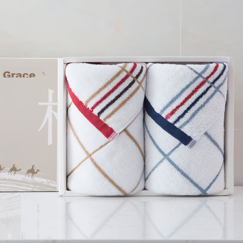 Grace Towel Chinese Style Gift Box, 2-Pack, Pure Cotton Face Towels, Thickened Towel Gift Box, 76*34