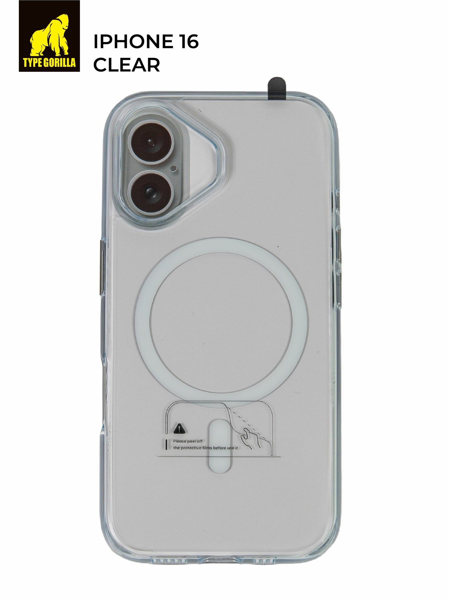 Прозрачный чехол для iPhone 16 с MagSafe и Drop Crystal Blueo Type Gorilla