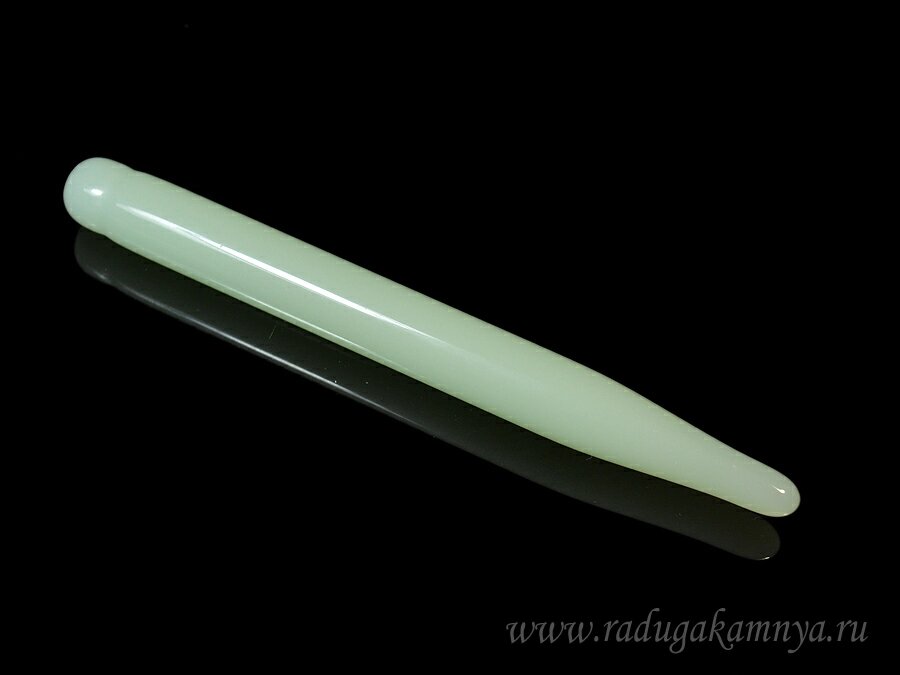Массажер Гуаша из нефрита белого имитация Палочка 121*12мм