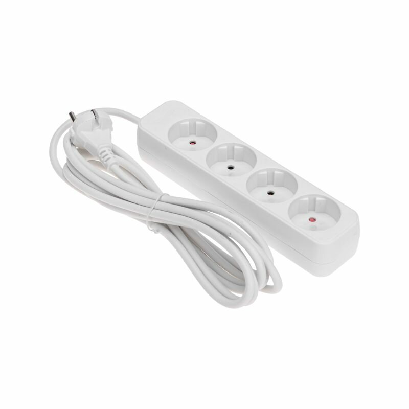 Удлинитель STANDARD 4 гнезда, 3м, 2х1,0мм, б/з, белый REXANT