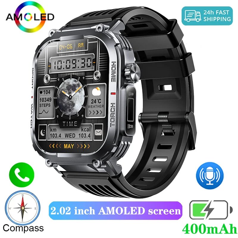 Xiaomi Mijia 3ATM Водонепроницаемый компас Спорт на открытом воздухе Мужские часы HD Bluetooth Голосовой помощник Мониторинг сердечного ритма Смарт-часы