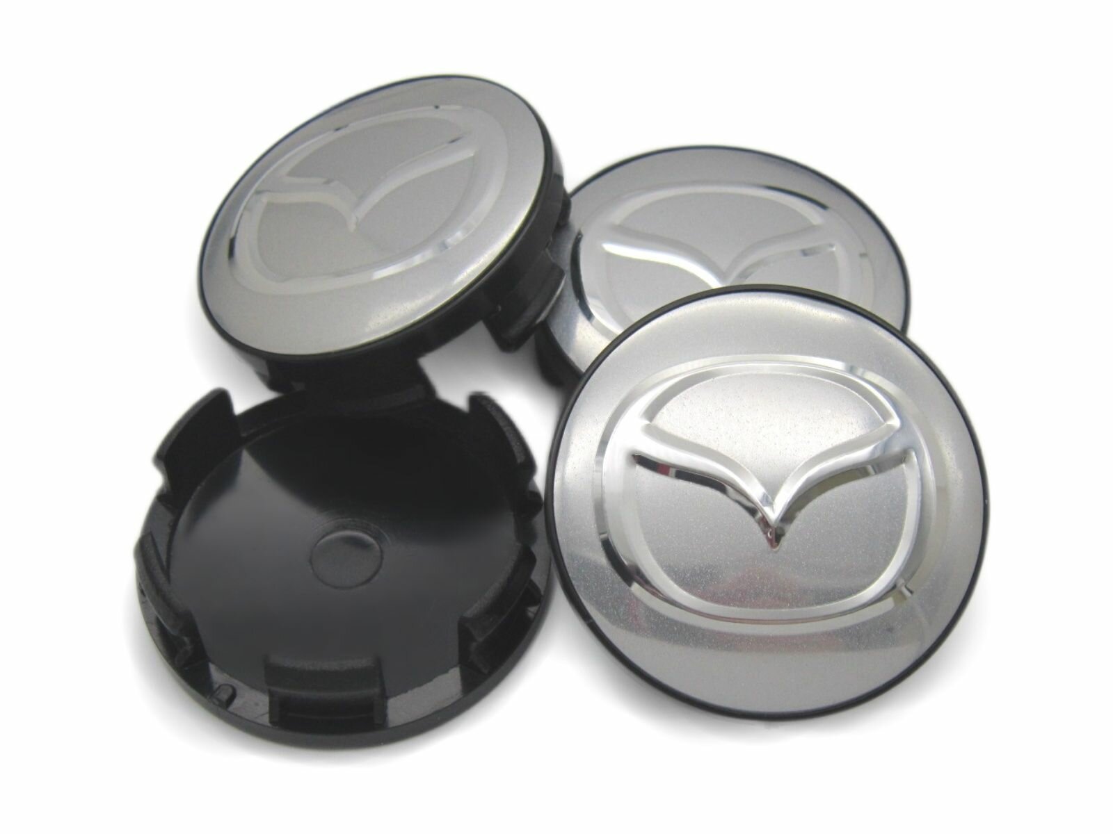 Колпачки, заглушки на литые диски СКАД Mazda full chrome 56/51/12 мм, комплект 4 шт.