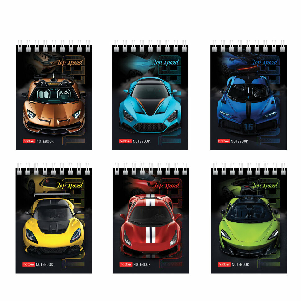 Блокнот малый формат А7, 60 л, гребень, картон, клетка, HATBER, "АвтоШоу", 066626, 60Б7В1гр, 117660