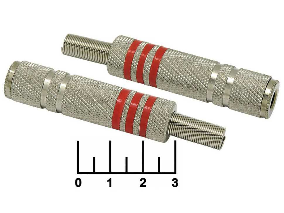 Разъем AUD 6.3 гнездо стерео на кабель металл (красный)