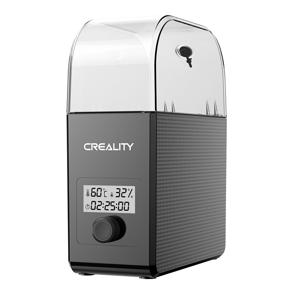 Creality Filament Dryer Box 2.0 DB-02 360° Hot-air Heating 1.75mm 2.85mm Filaments 24 Hours Timer Real-time Humidity Monitoring Adjustable Temperature 45°℃-65°℃ transparent black US(110V) EU(220V) 237x266x99mm 1060g 145W